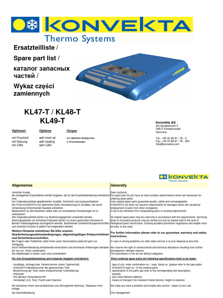 KL47-T / KL48-T KL49-T: Ersatzteilliste / Spare Part List / / Wykaz CZ ...