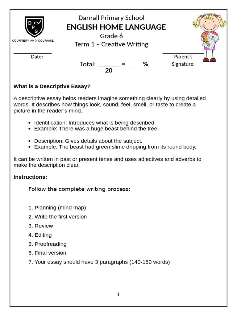 Grade 6 Descriptive Essay Guide | PDF