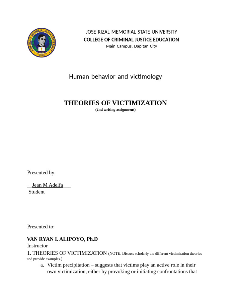 2nd Writing Assignment. | PDF | Victimisation | Crimes
