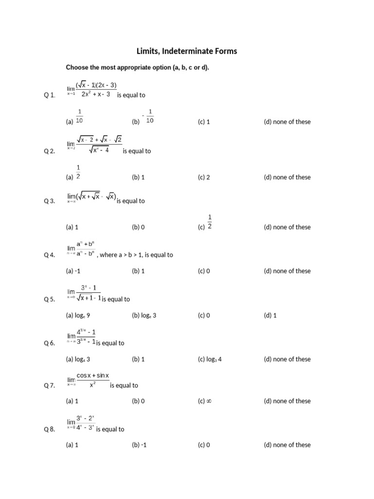 03 - Limits, Indeterminate Forms | PDF