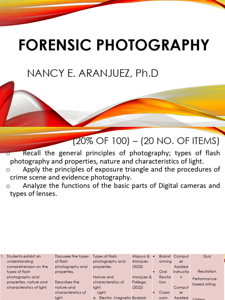 Forensic Photography Principles and Techniques | PDF | Camera Lens | Camera
