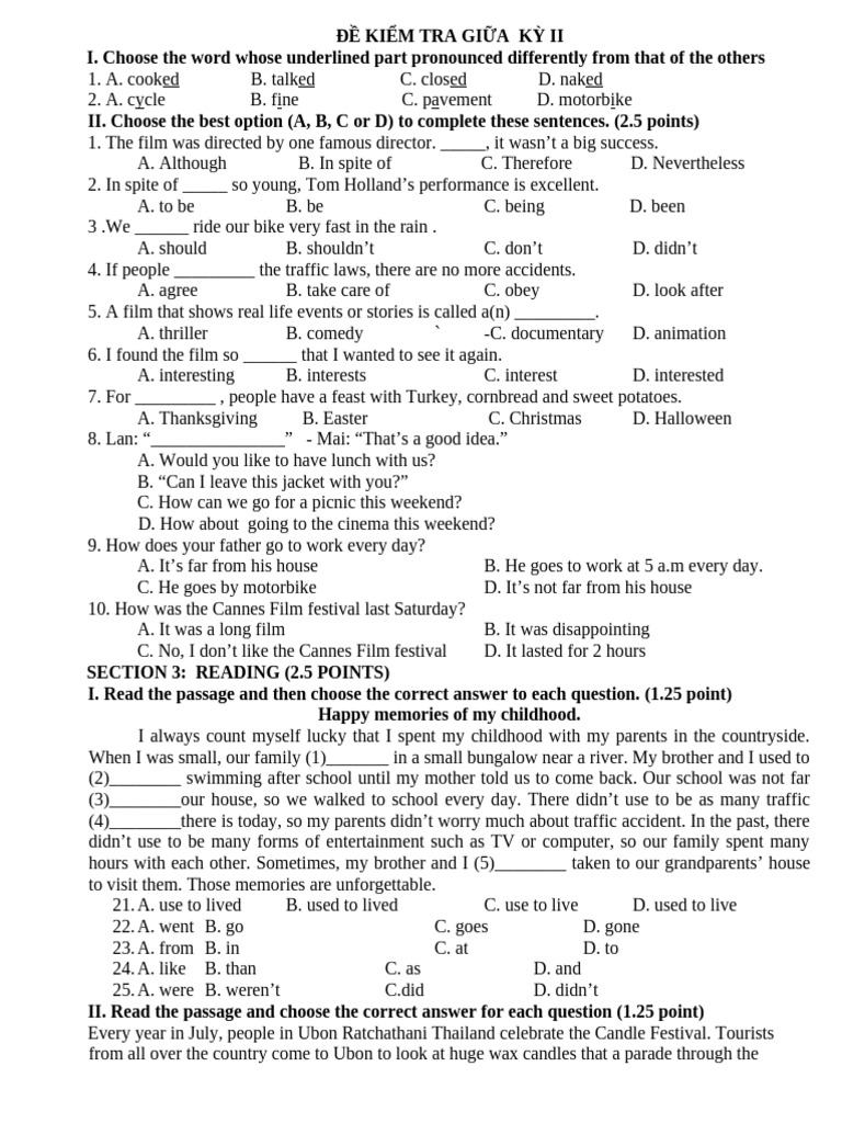 Midterm Exam: English Language Test | PDF
