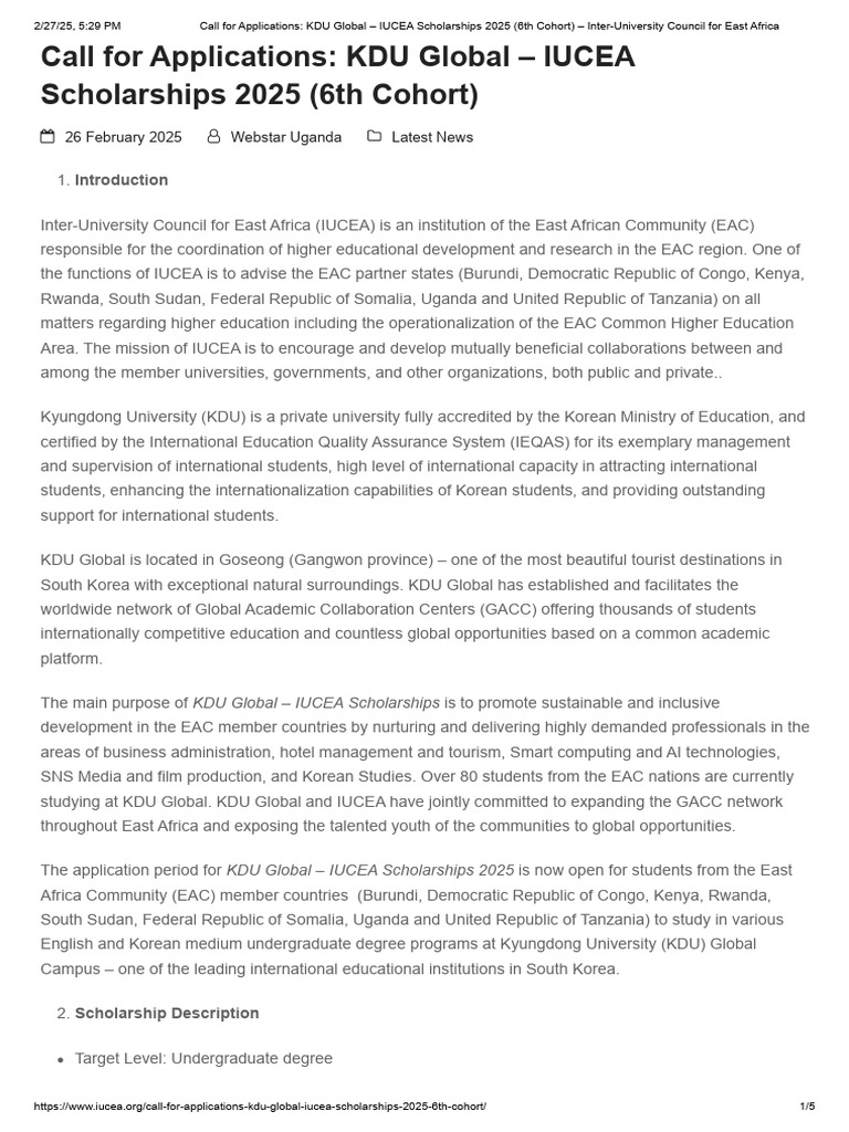 KDU Global IUCEA Scholarships 2025 Open | PDF