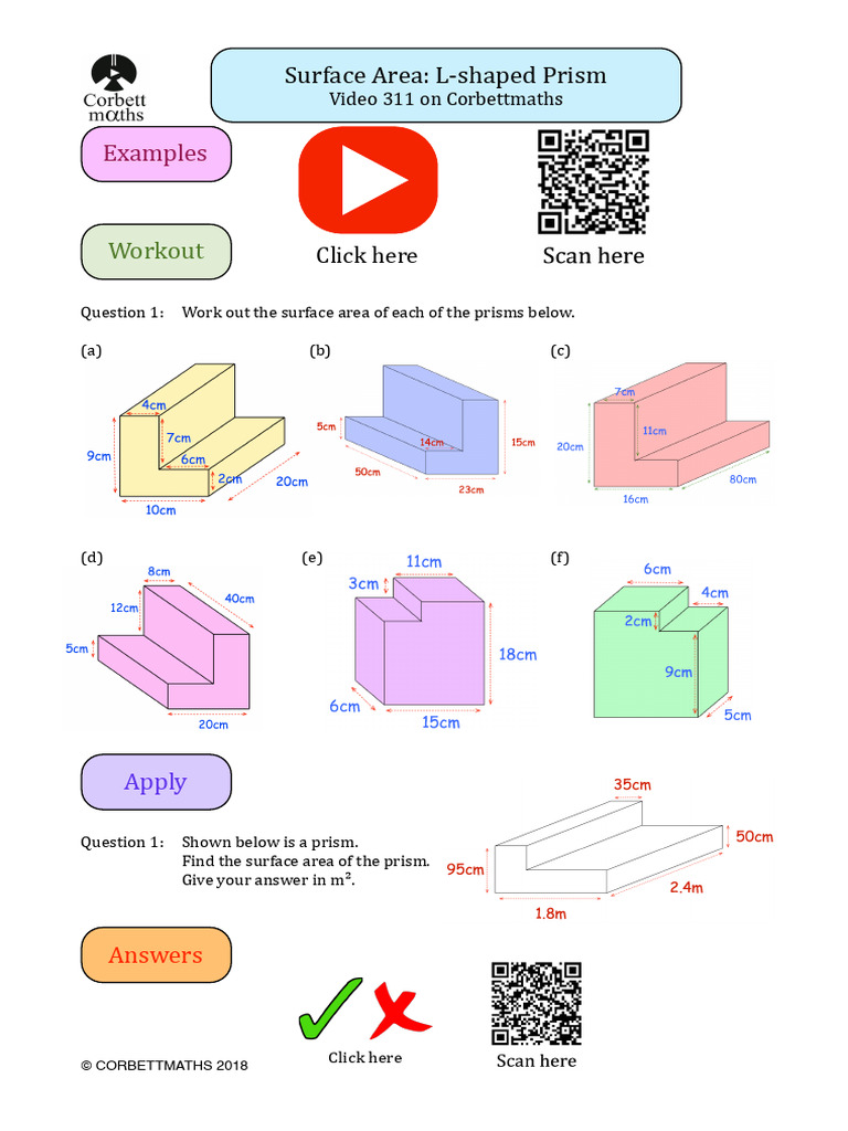 Surface Area L Shaped Prism PDF | PDF