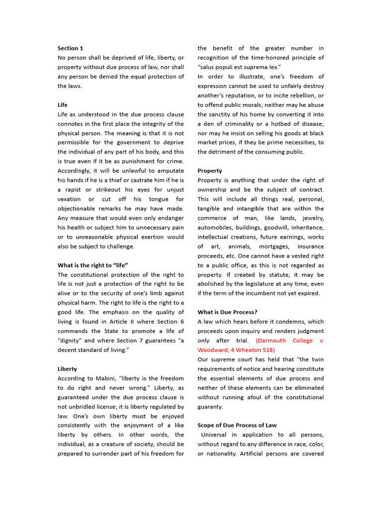 Article Iii Section 1 - Due Process | PDF | Due Process | Substantive ...