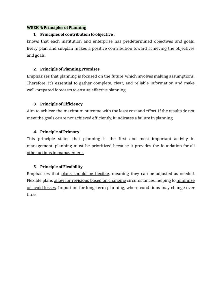 Lecture Note Principles of Planning | PDF