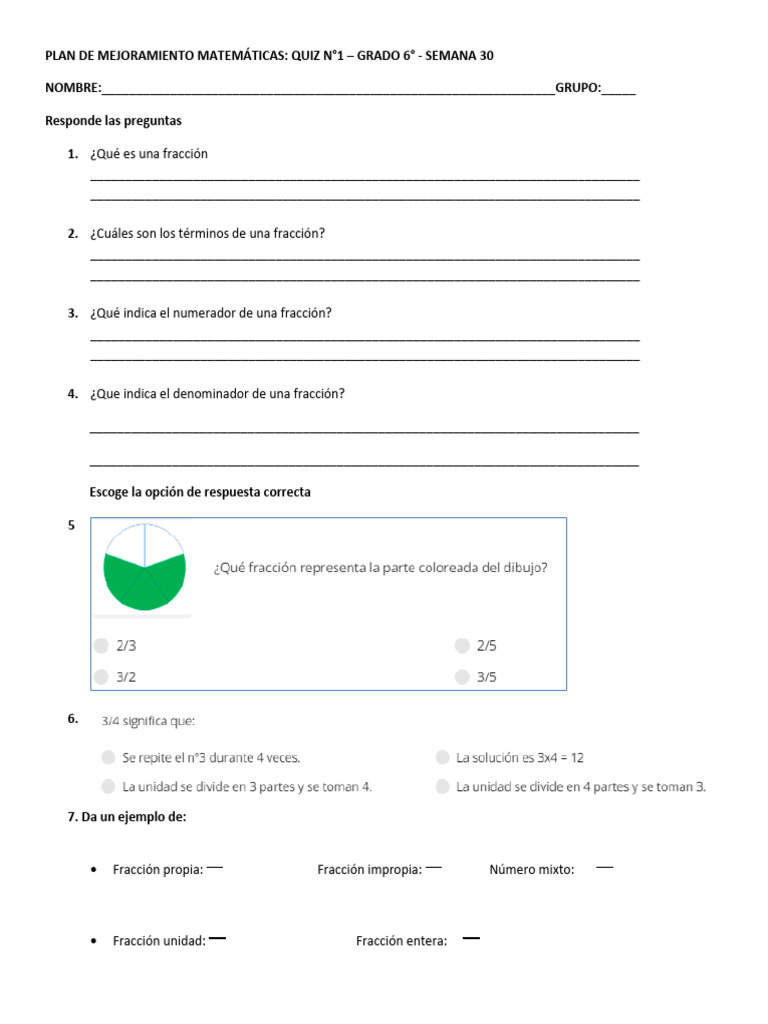 Plan Mejoramiento 1 - Tercer Periodo Sexto | PDF