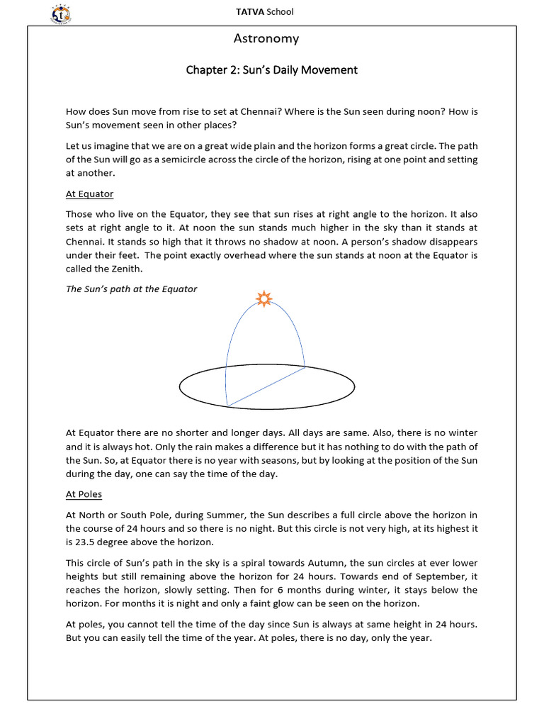 Sun's Daily Movement Explained | PDF | Equator | Astronomy