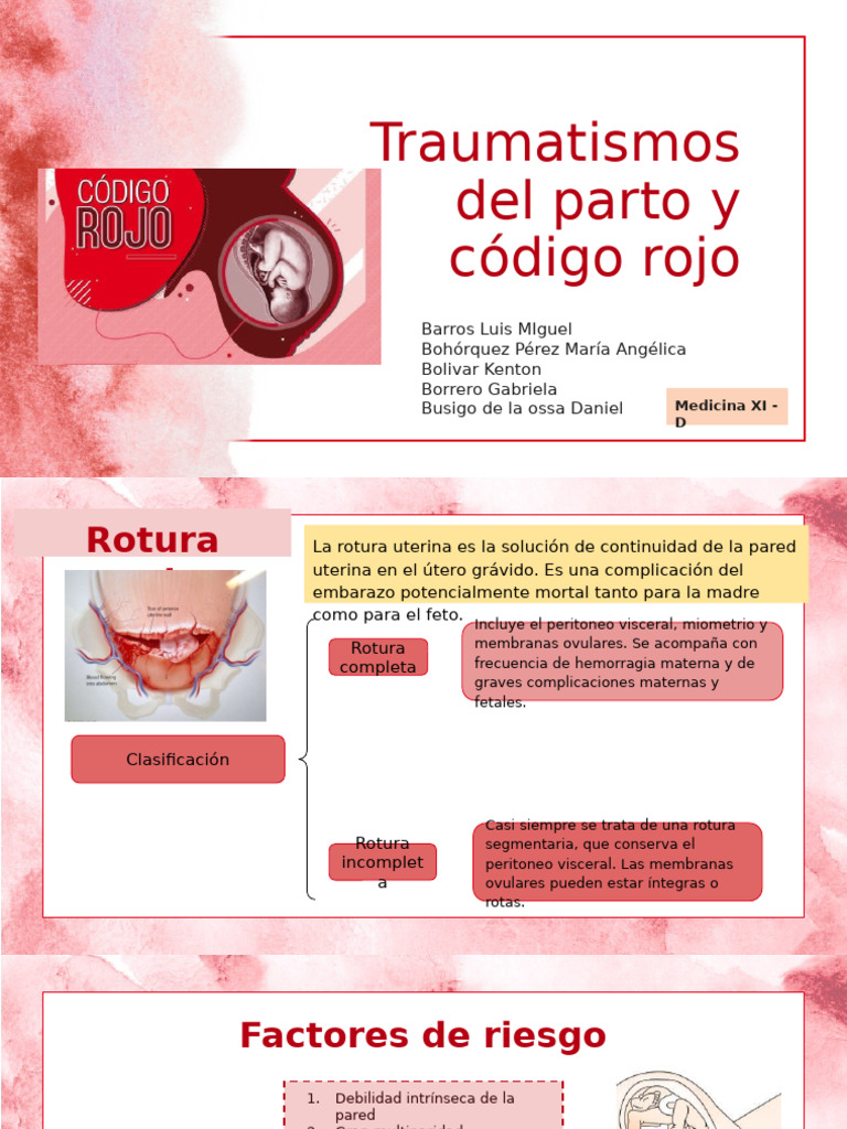 Traumatismo y Código Rojo | PDF | Parto | Útero