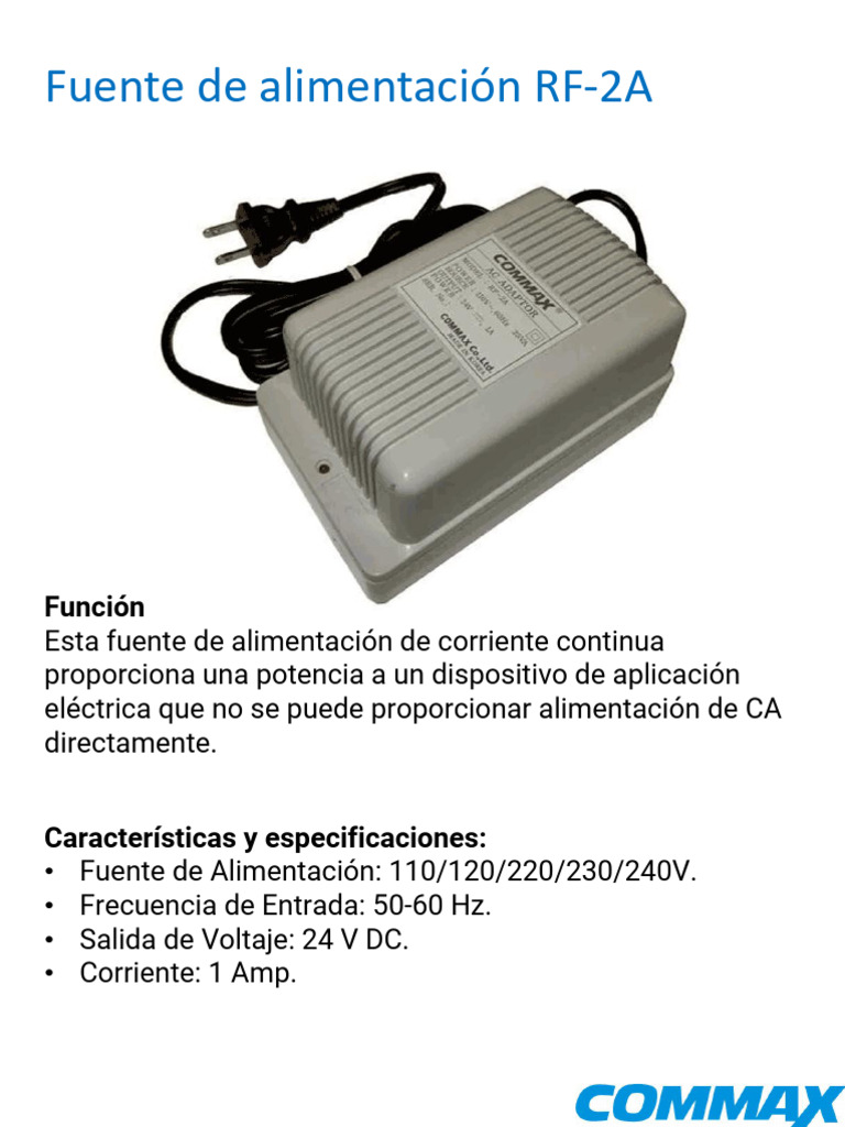 COMMAX-RF1A-RF2A-ES-FUENTE-DE-PODER-FICHA-TECNICA-ESPAÑOL | PDF