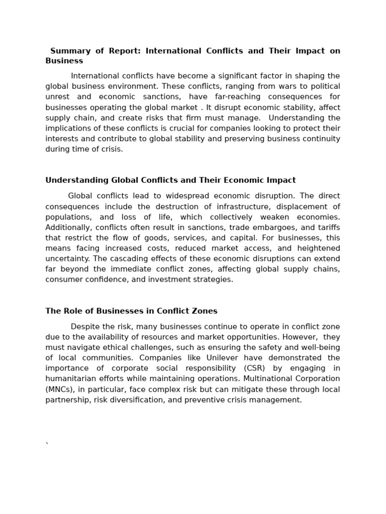 Impact of International Conflicts on Business | PDF | Corporate Social ...