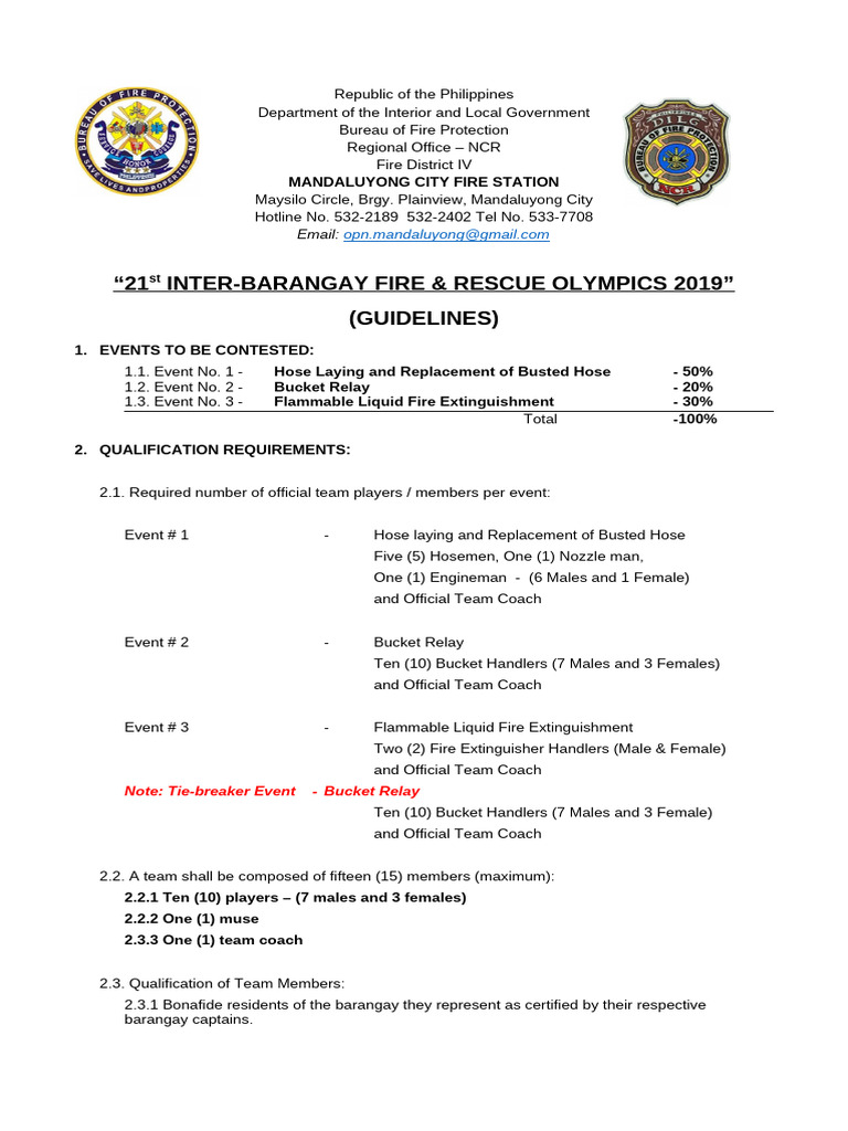 22nd Inter Barangay Mechanics 2025 | PDF | Firefighter