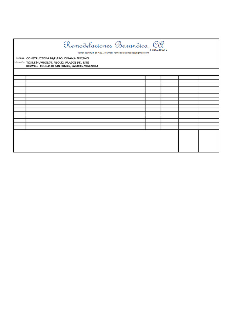 Presupuesto Constructora B&P | PDF