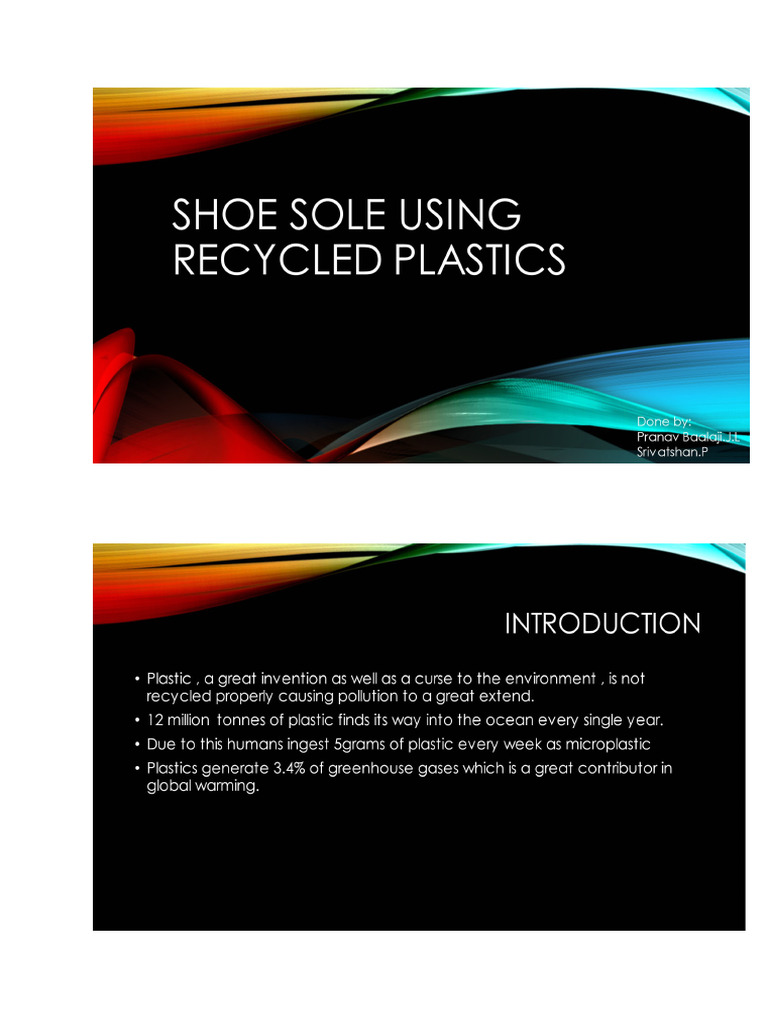 Shoe Soles Using Recycled Plastics | PDF