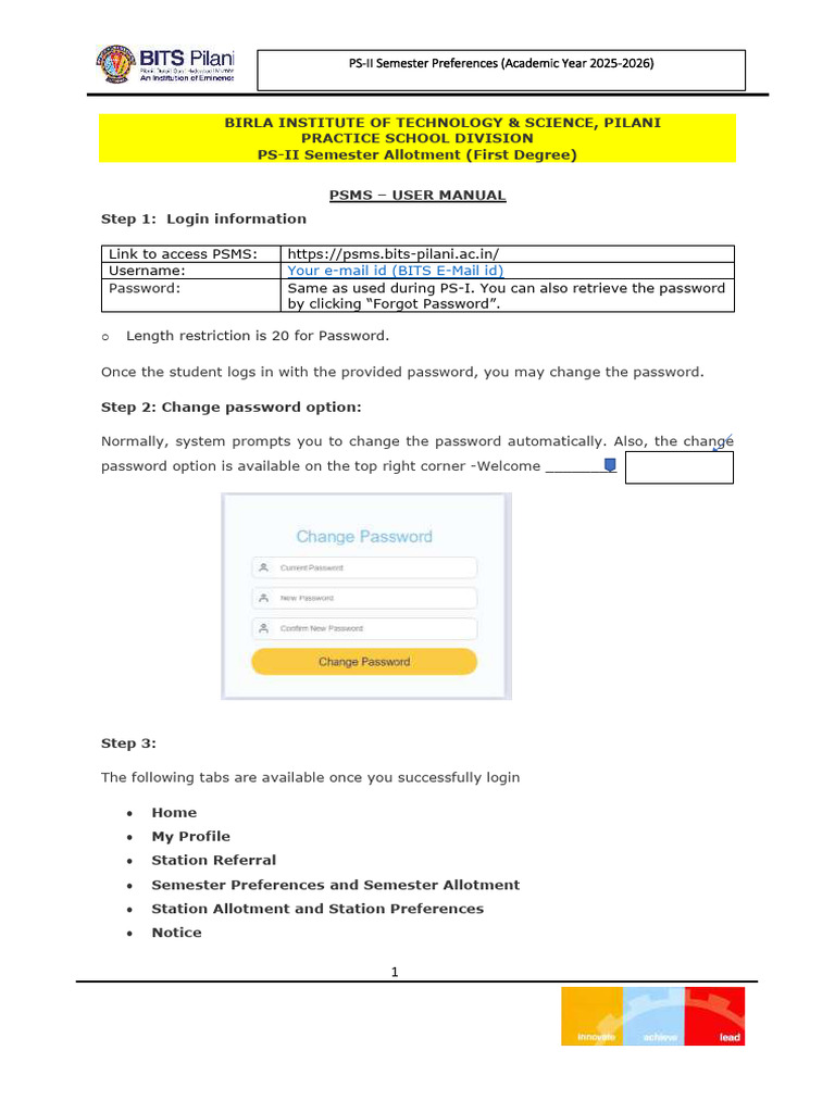 User Manual - Semester Allotment Process | PDF | Password | Access Control