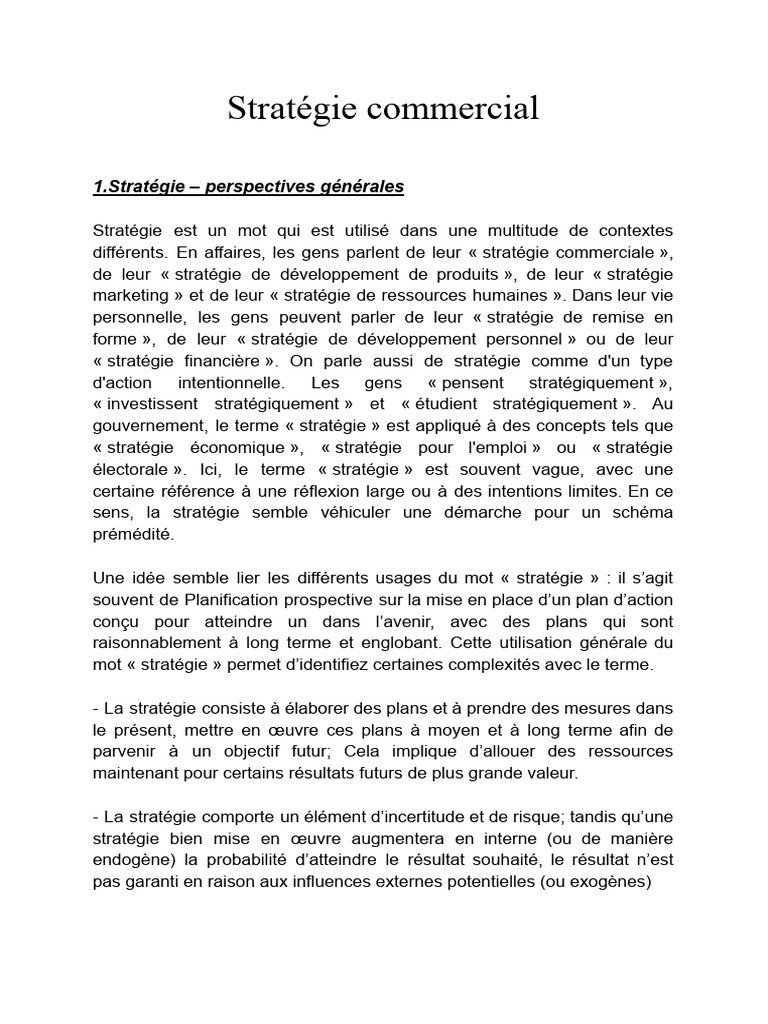 Élaboration de la stratégie commerciale | PDF | Commercialisation ...