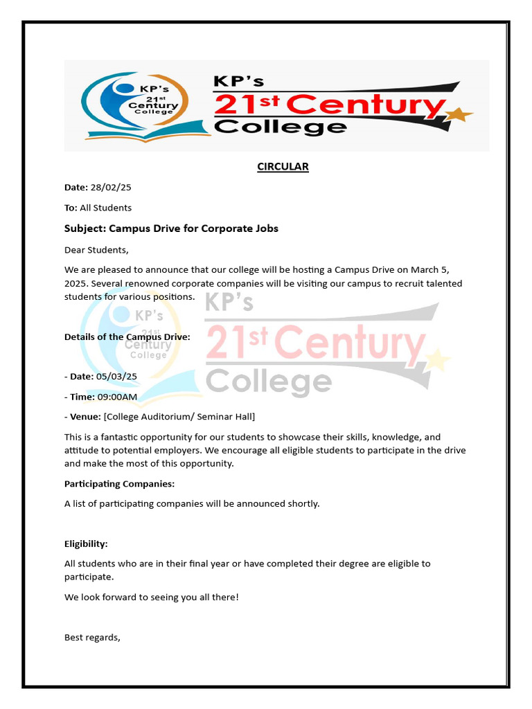 PLACEMENT CIRCULAR | PDF