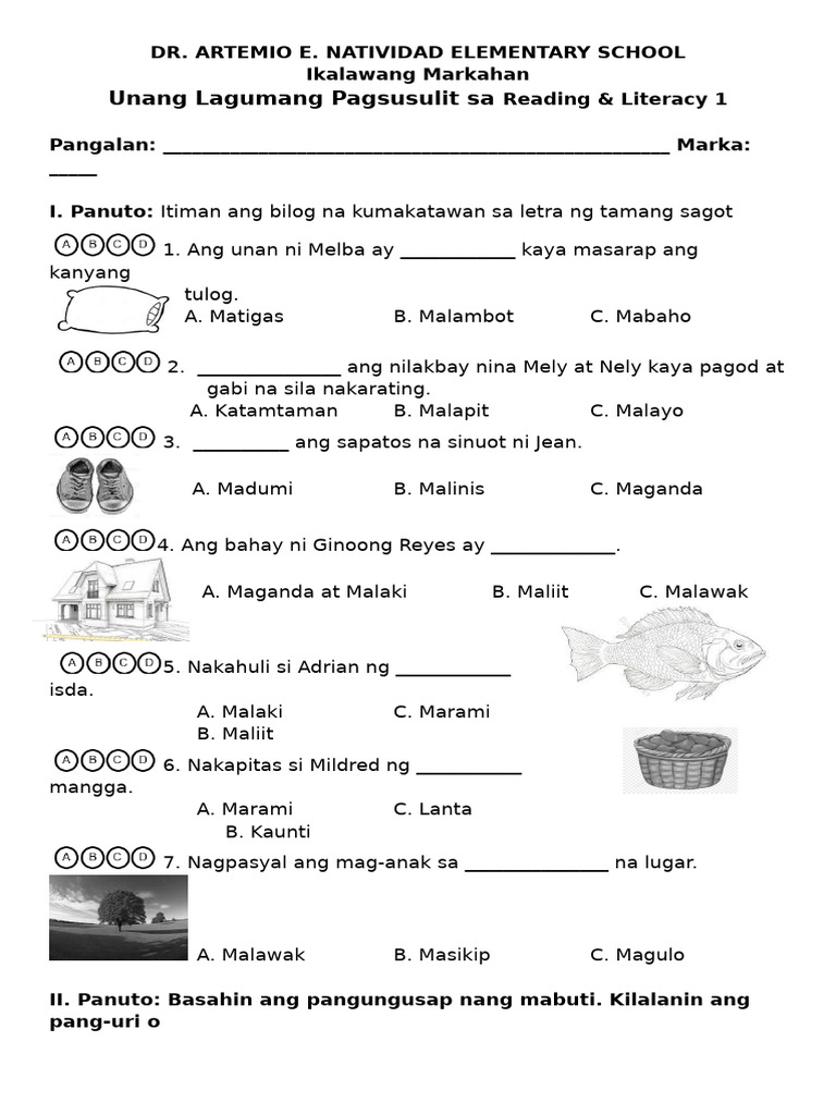 RL1 Summative Test 4.1 | PDF