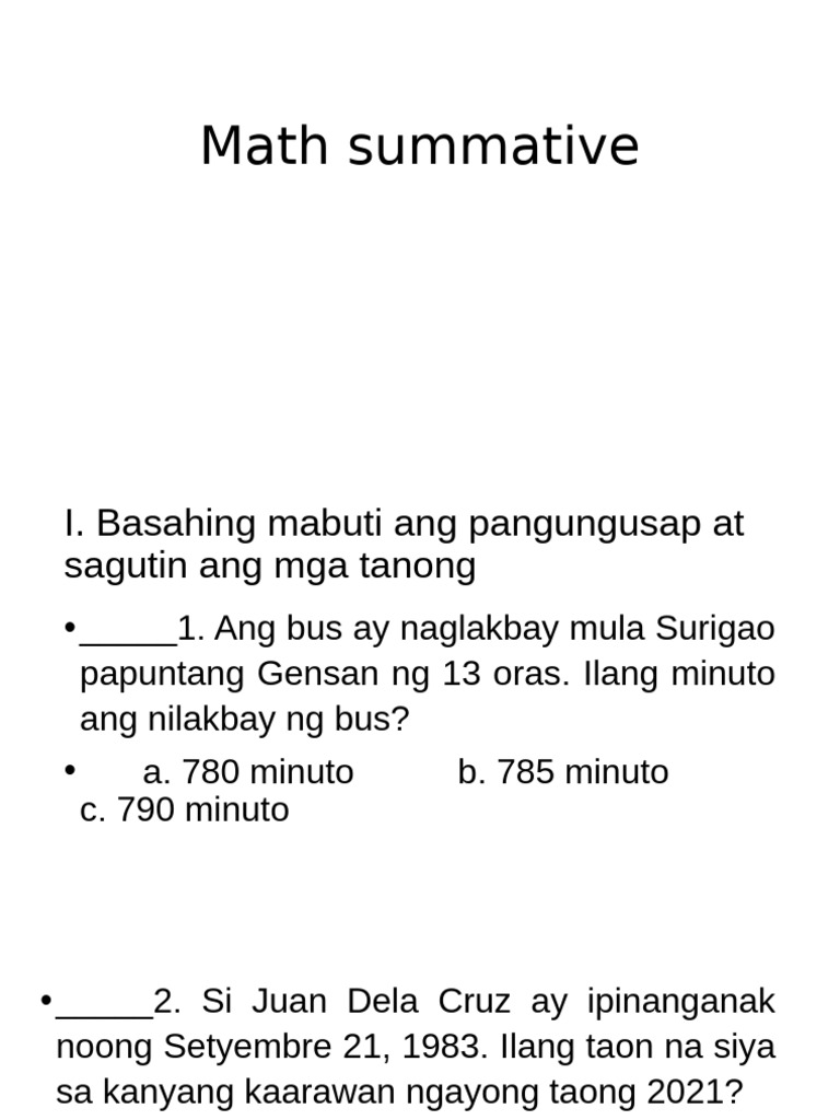 Math Summative | PDF