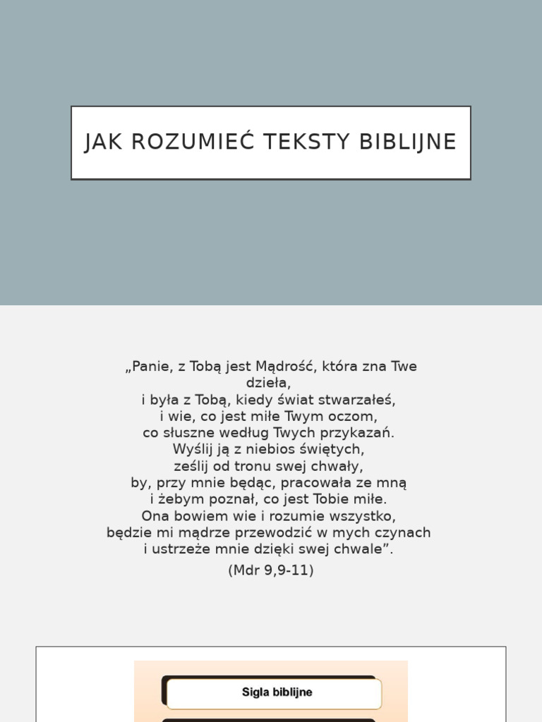 Jak Rozumiec Teksty Biblijne | PDF