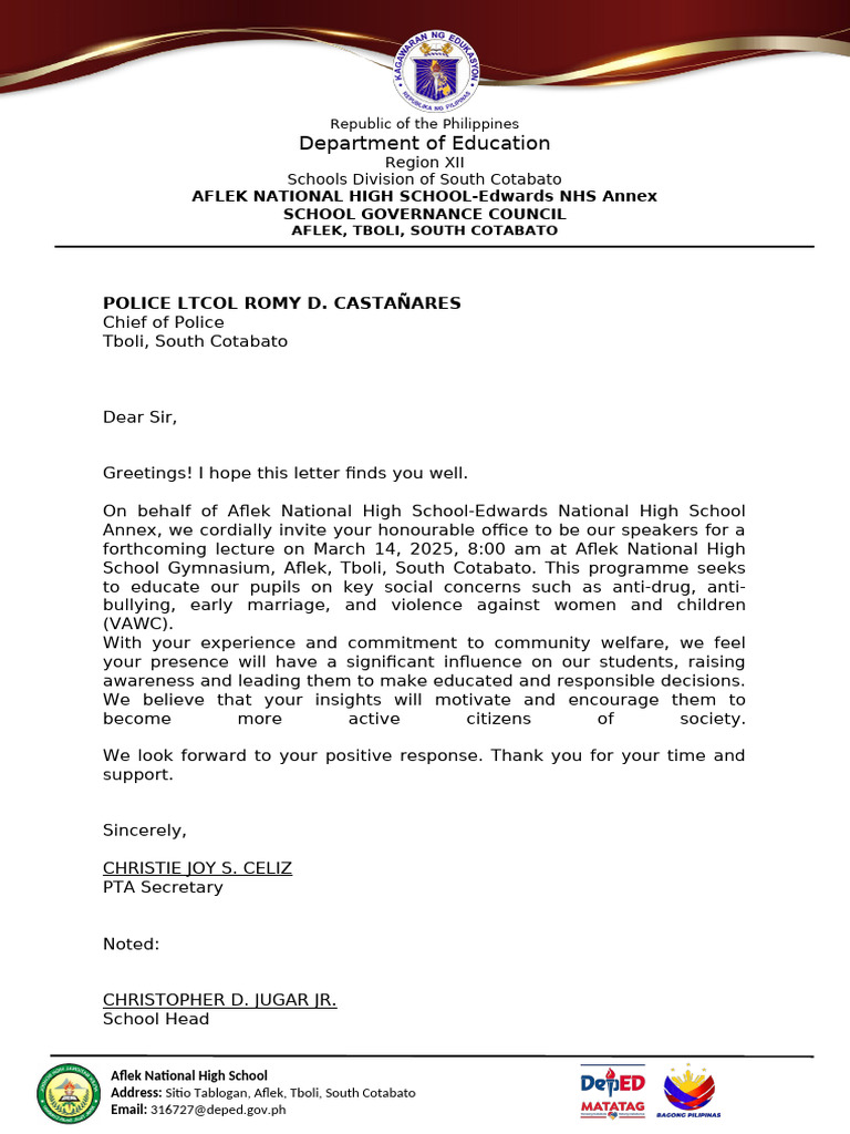 Request Letter To Conduct Symposium | PDF