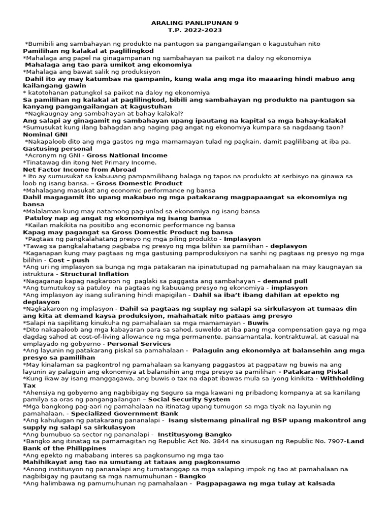 Q3 Reviewer AP9 | PDF