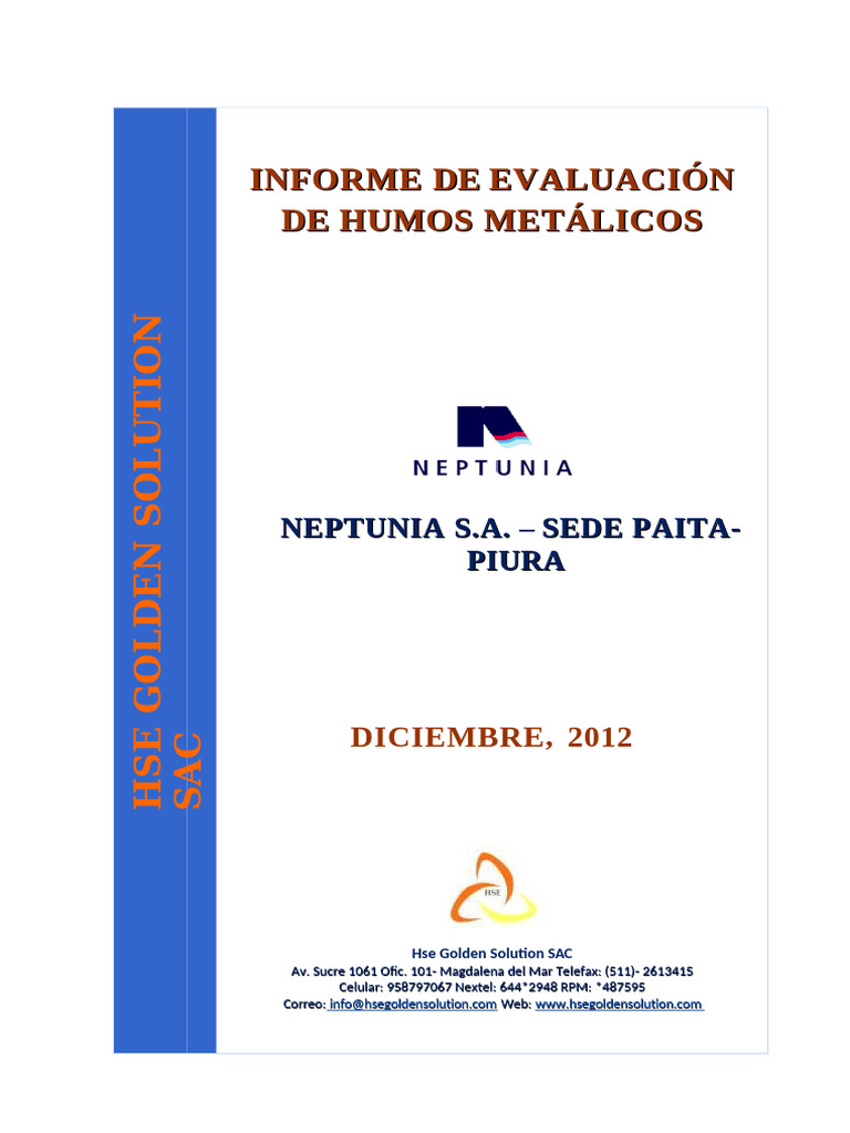 9 Informe Humos Metalicos NEPTUNIA PAITA | PDF | Soldadura | Construcción