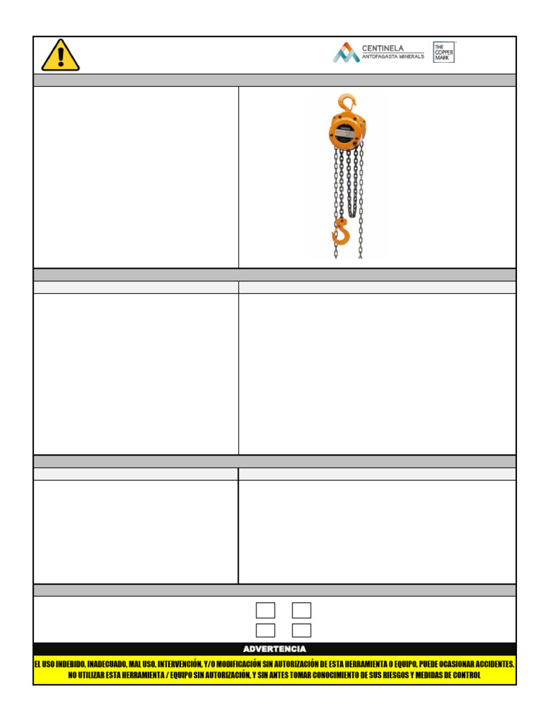 Ficha Herramienta Tecle Cadena | PDF