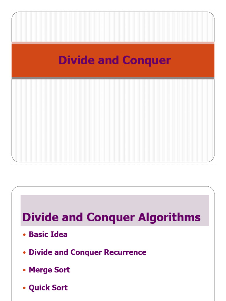 Unit 1 - Divede and Conquer | PDF | Applied Mathematics | Computer Programming