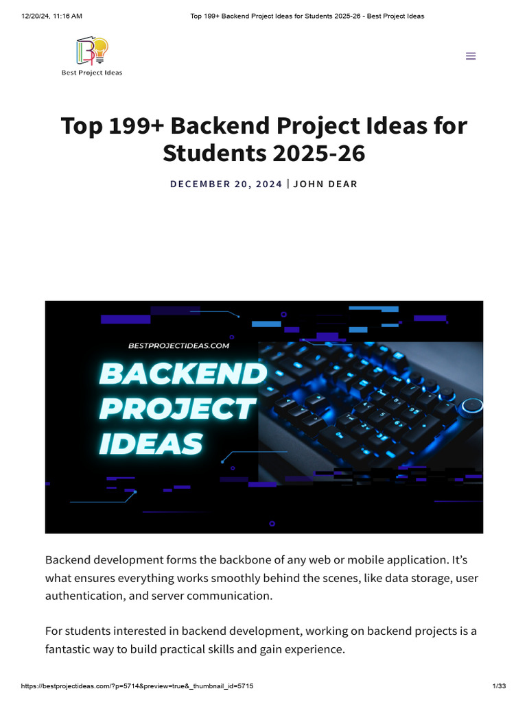 Backend Project Ideas | PDF | Machine Learning | Internet Forum