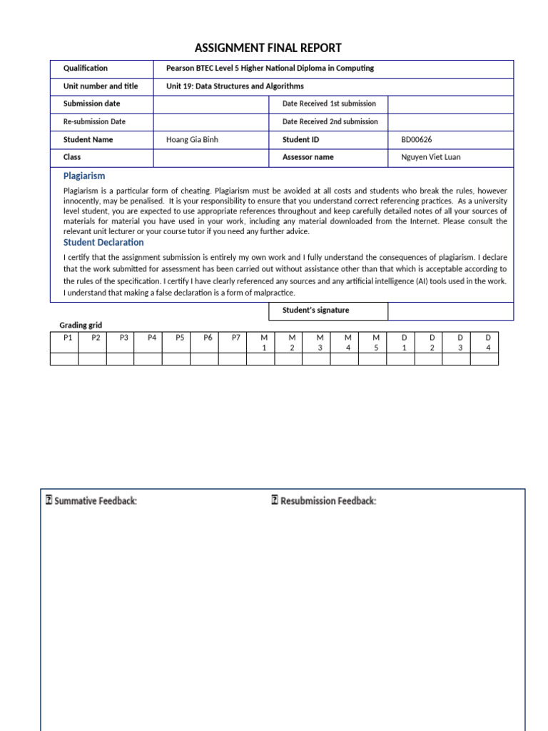 Frontsheet Asm Final Report (Ind) | PDF | Queue (Abstract Data Type) | Data Type