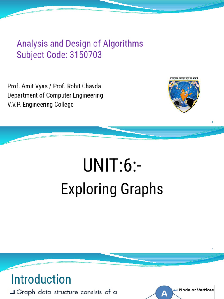Unit 6 Exploring Graphs.pptx | PDF | Vertex (Graph Theory) | Theoretical Computer Science