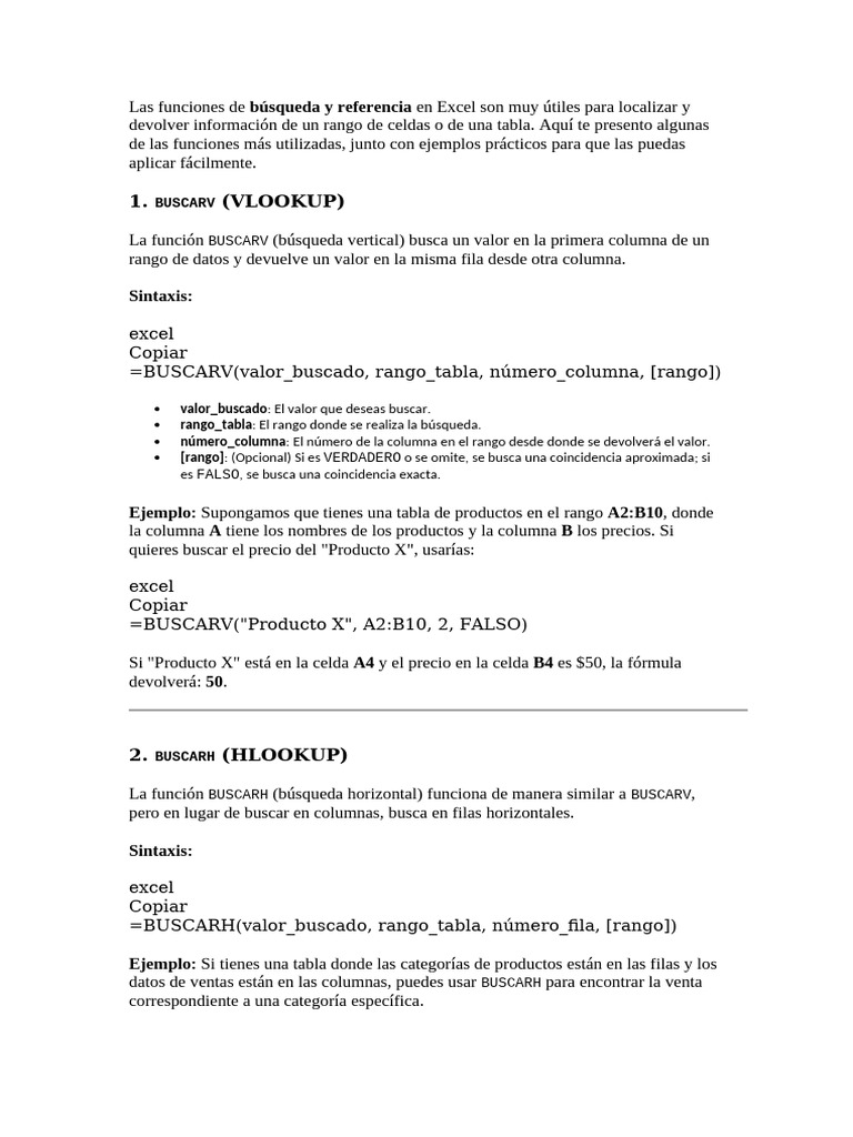 Funciones de Busqueda y Referencia | PDF