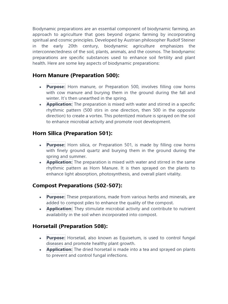 Biodynamic Preparations | PDF | Compost | Soil