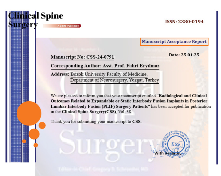 Clinical Spine Surgery | PDF