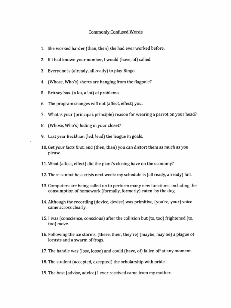 Commonly Confused Words | PDF