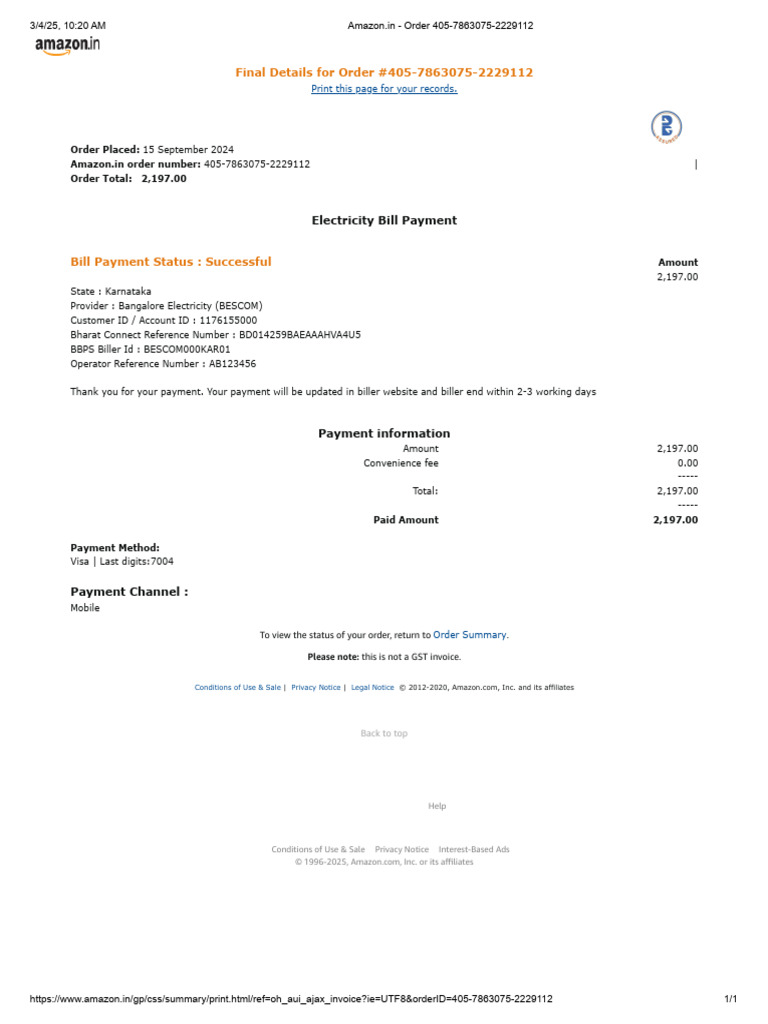 Successful Electricity Bill Payment Confirmation | PDF | Payments