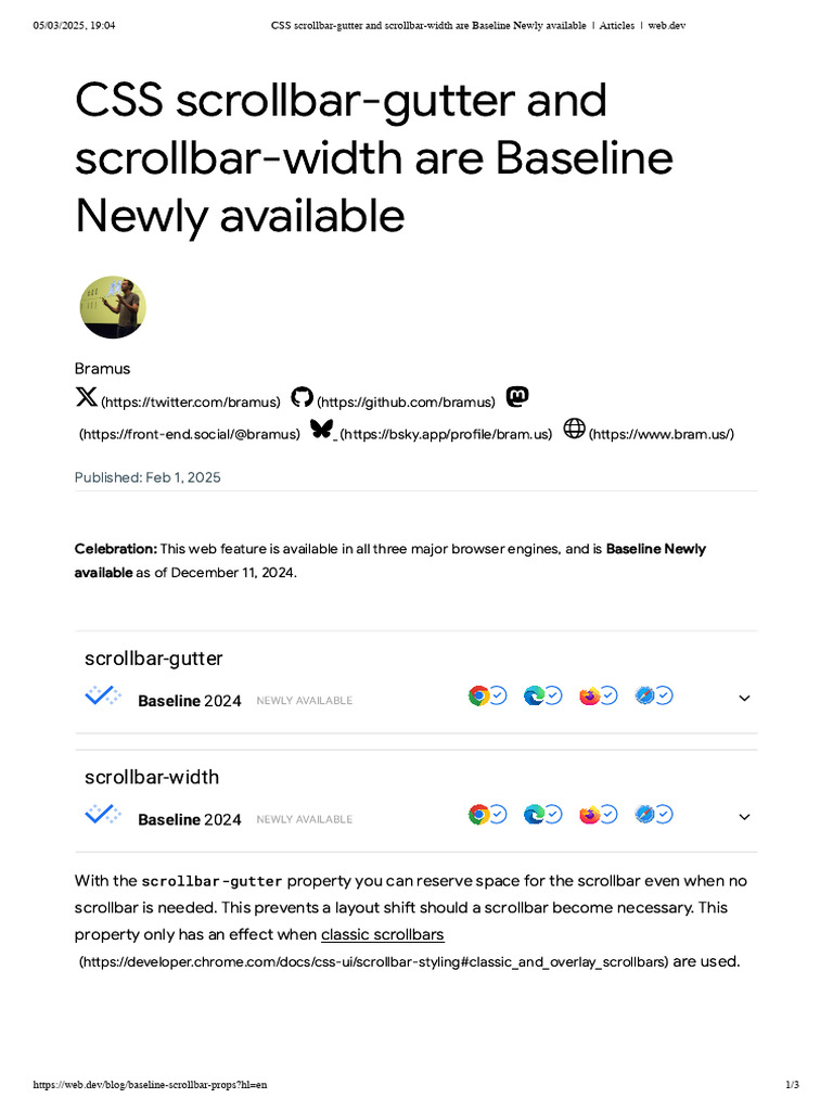 Css Scrollbar Gutter And Scrollbar Width Are Baseline Newly Available Articles Web Dev