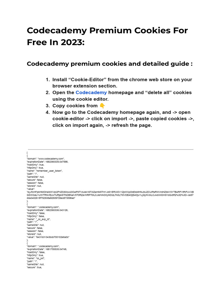 Codecademy Premium Cookies For Free in 2023 | PDF | Http Cookie | Ignorance