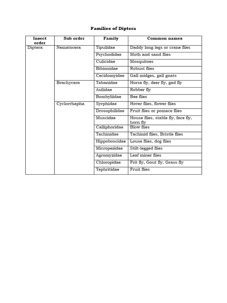 Diptera Families | PDF