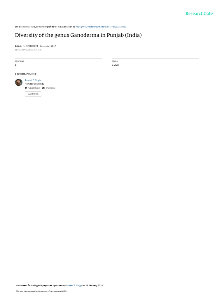 Diversity of The Genus Ganoderma in Punjab India | PDF | Mycology