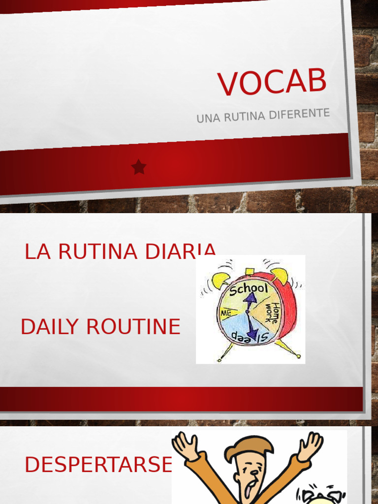 2-1 - Flashcards - Una Rutina Diferente Vocab PP | PDF