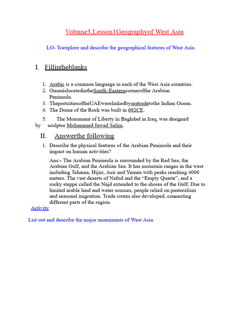 Geography of West Asia: Key Features | PDF