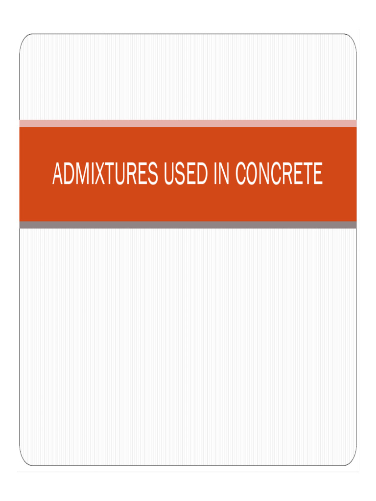 Admixtures Used in Concrete | PDF