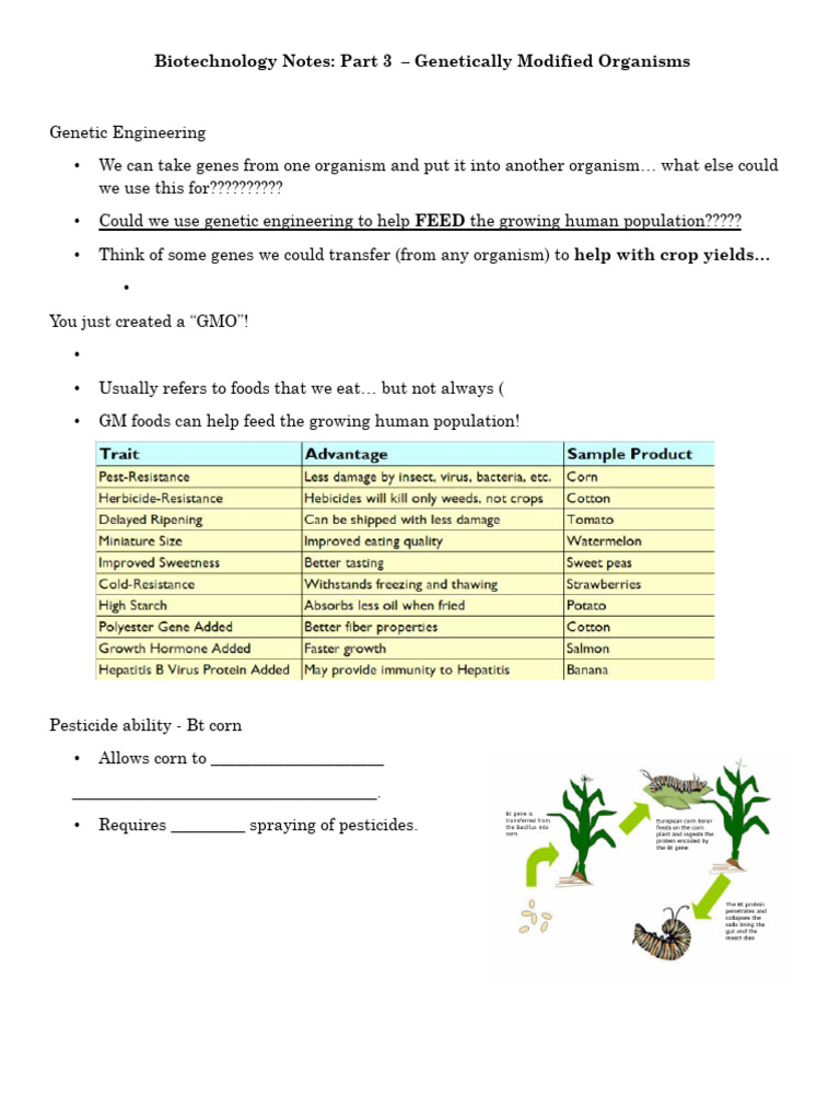 Biotech Notes 3 - GMOs | PDF