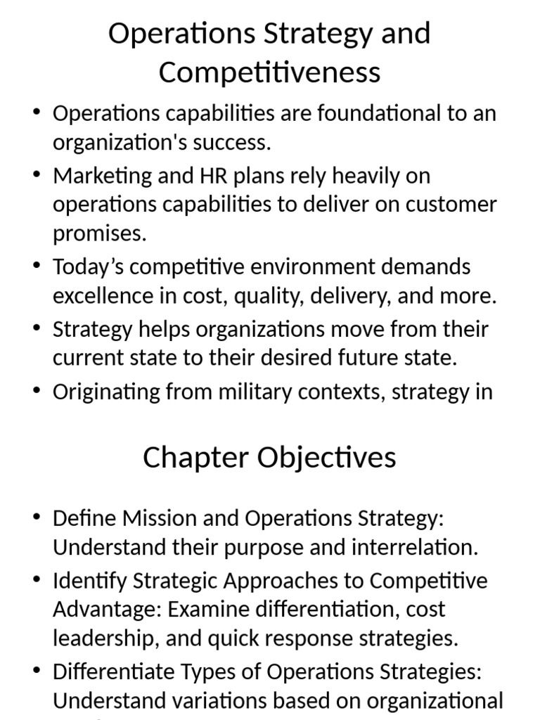 Operations Strategy and Competitiveness (1) | PDF | Strategic ...