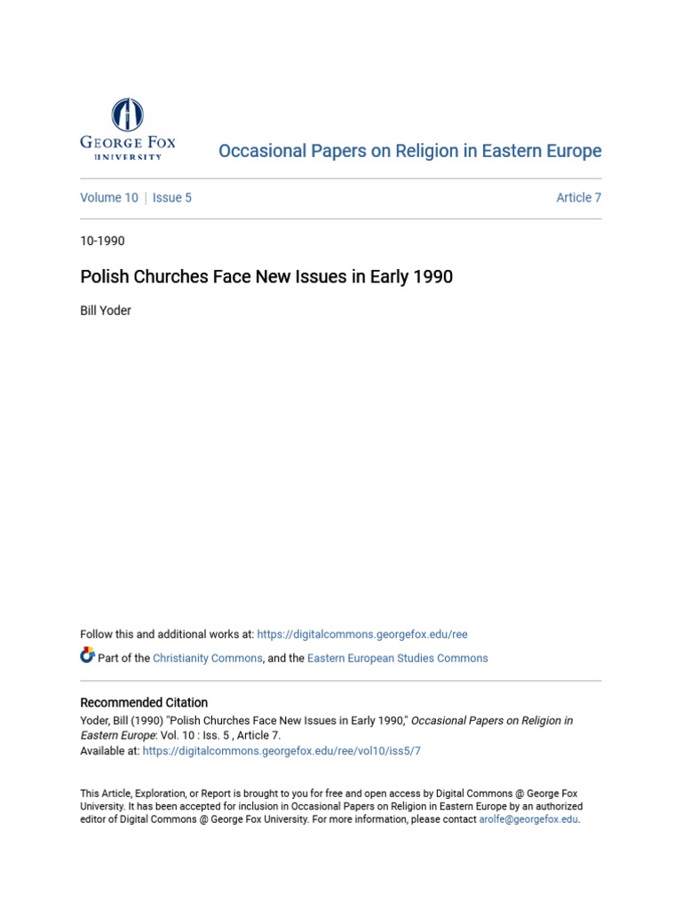 Polish Churches Face New Issues in Early 1990 | PDF | Lutheranism | Poland
