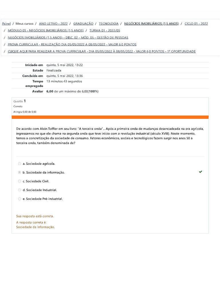 Prova Curricular - Gestão de Pessoas | PDF