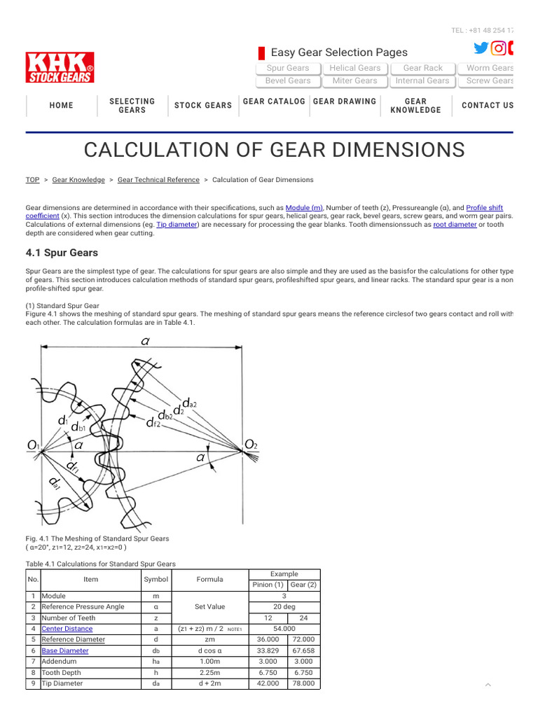 Calculation of Gear Dimensions _ KHK (1) | PDF | Gear | Helix