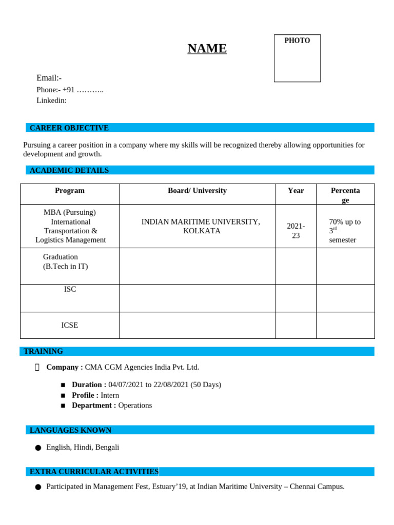 MBA Candidate Resume - Logistics Focus | PDF